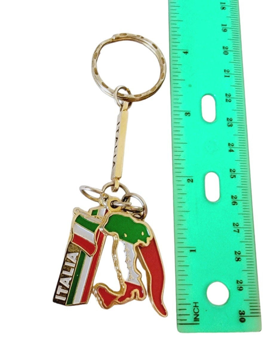 Italy Keychain Italia Country Map Flag Silvertone Metal Enamel Souvenir ...