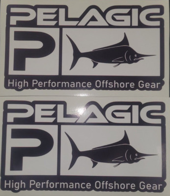 Pelagic high performance offshore gear black & white decals/stickers 2x ...
