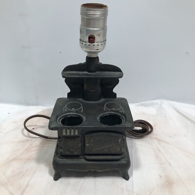 Vintage Cast Iron ACME Cook Stove Table Lamp ~ Salesman Sample, Tested ...