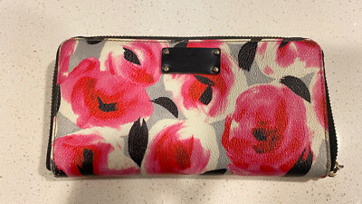 Kate spade New York Black, white & Pink Women's Zip-Around Long Wallet ...