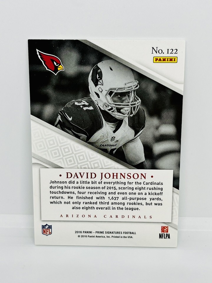 2016 Panini Prime Signatures DAVID JOHNSON /149 Proof Red Arizona ...