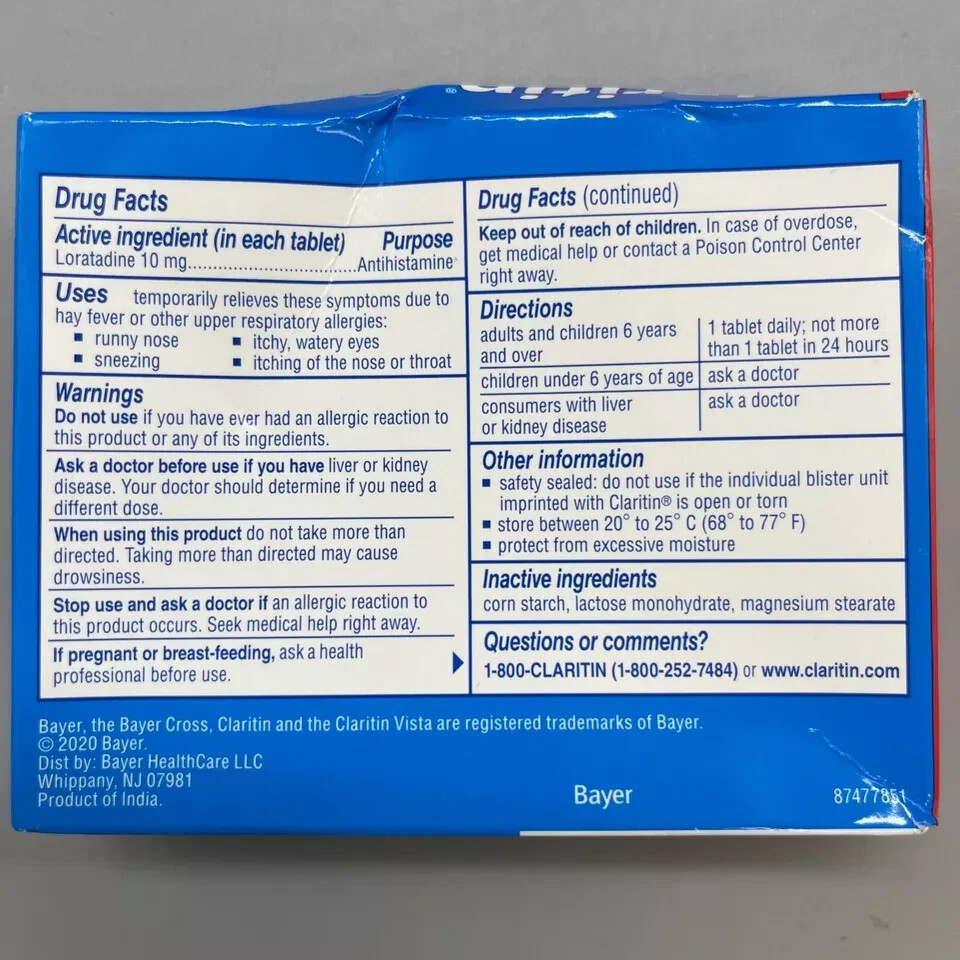 Claritin 24-Hour Allergy Treatment Loratadin10mg 2PK x 20 Tablets Exp ...