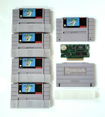 SNES Super Mario World Authentic Nintendo Game Cart + Dust Cover - Pins ...