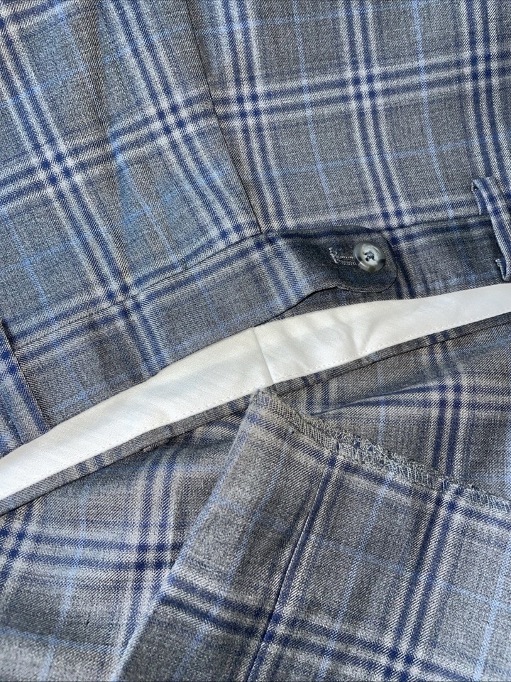 Joe Joseph Abboud Gray Plaid 34 X 36 100% Wool Flat Front Mens Dress ...