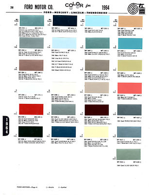 1964 FORD FAIRLANE 300 GALAXIE MERCURY METEOR MONTEREY COMET 64 PAINT ...