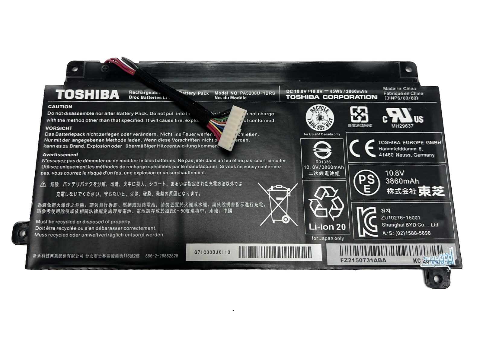 Genuine PA5208U-1BRS Battery for Toshiba Satellite E45w L55W P55w P50W ...