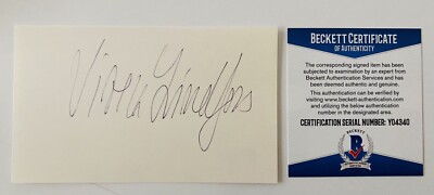 Viveca Lindfors Signed Autographed 3x5 Card BAS Beckett Certified ...