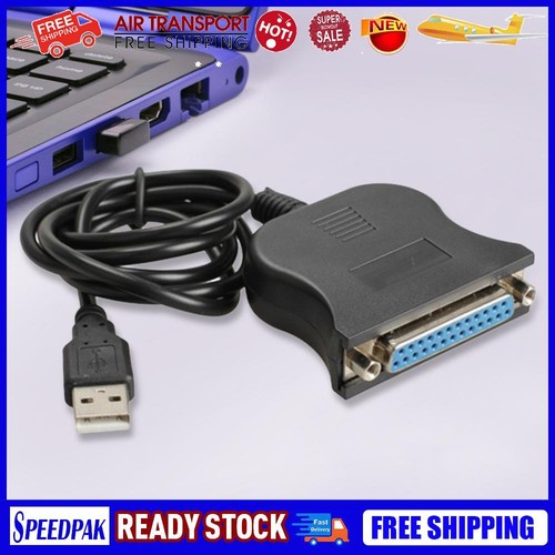 New USB 1.1 to DB25 Female Port Print Converter Cable LPT Black AU ...