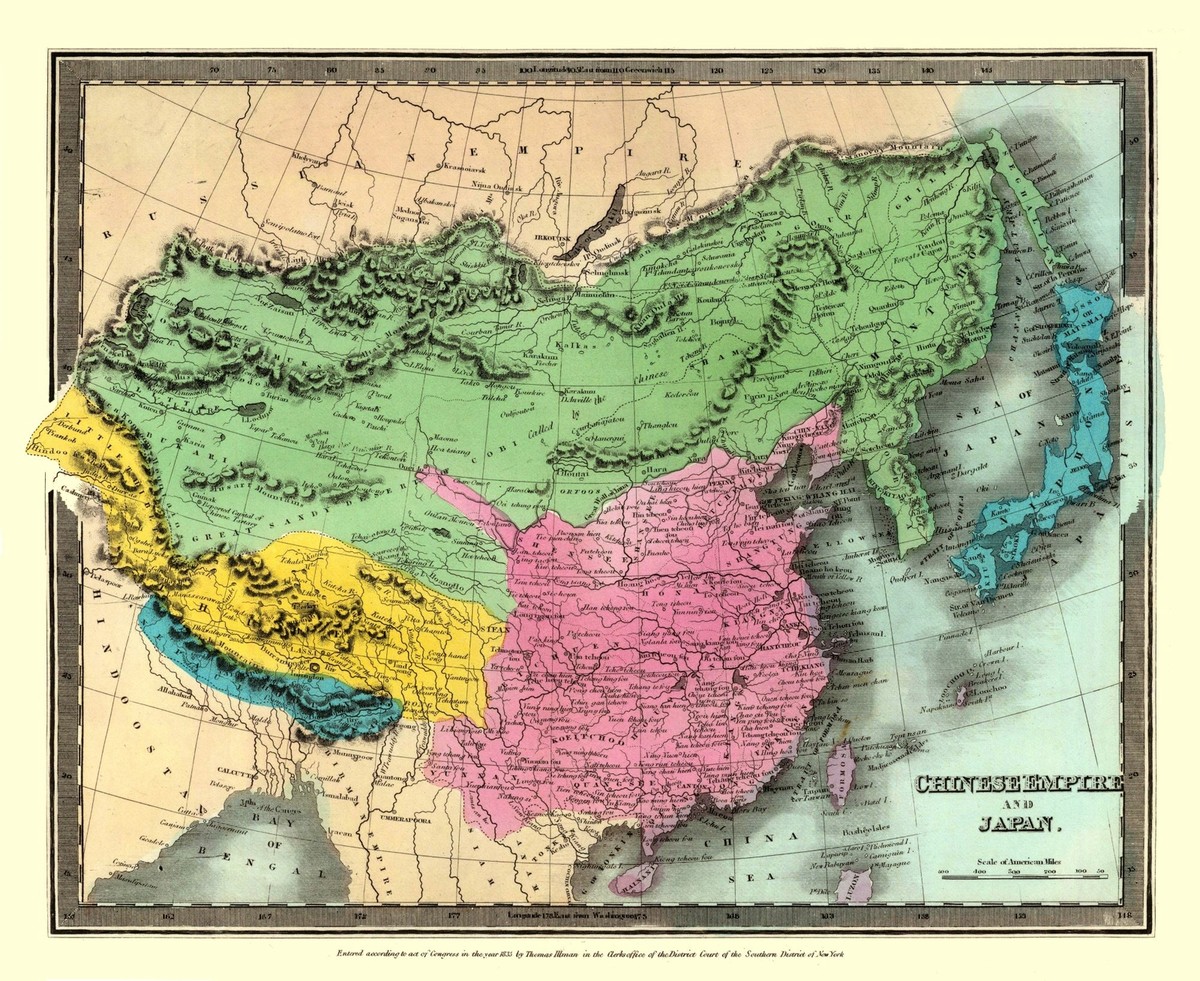 Old Map Of Chinese Empire China Dynasty Map Hi Res Stock Photography