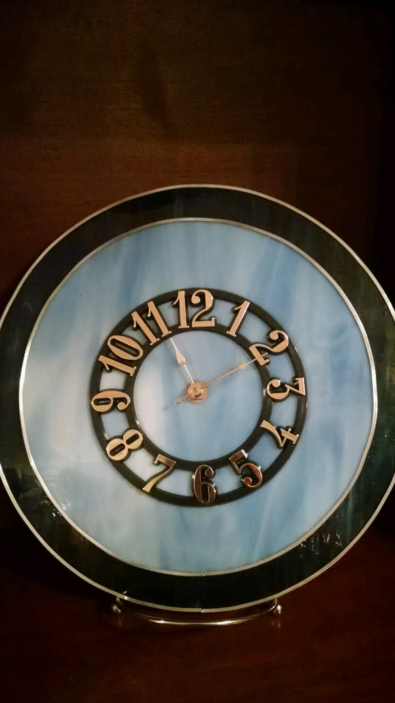 Double Blue Swirl Stained Glass Clock !! | eBay