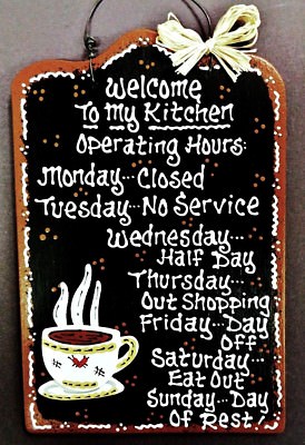 COFFEE CUP Kitchen Operating Hours SIGN Wall Art Hanger Hanging Plaque ...