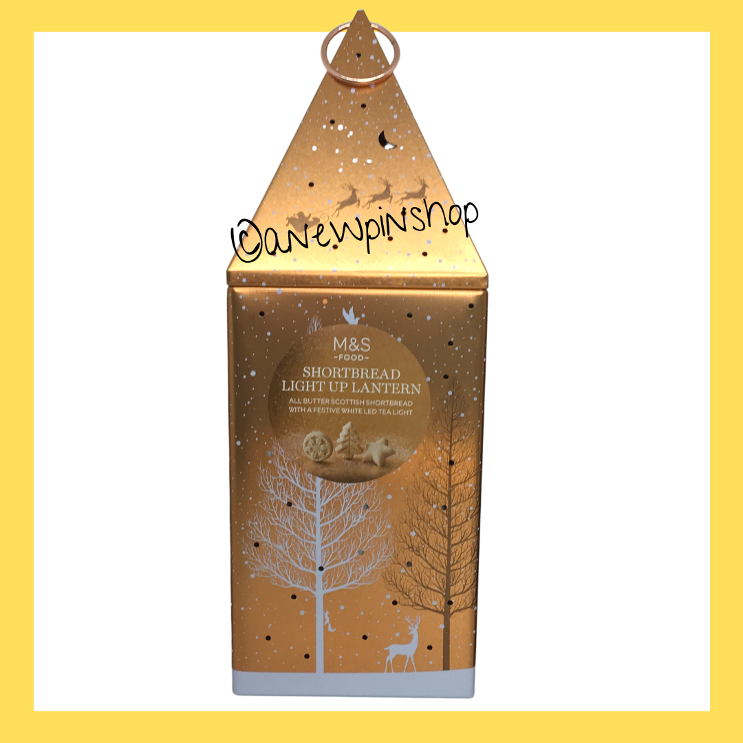 M&S Xmas House 3 for 2 Light Up Lantern Biscuits Luxury Gold Tea Hot ...