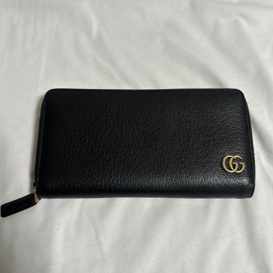GUCCI Black Leather Long Wallet with Box and Dust Bag From Japan | eBay