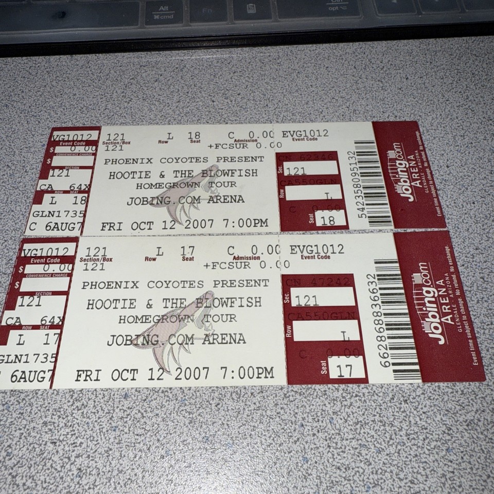 Hootie And The Blowfish Concert Ticket Stubs Jobing.com Arena 10/12/07 ...