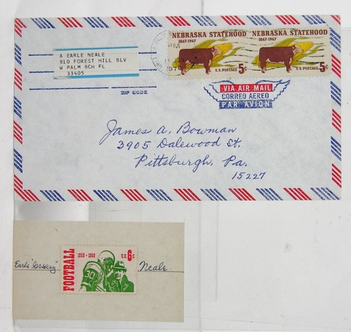 EARLE GREASY NEALE SIGNATURE / AUTOGRAPH CARD - PRO FOOTBALL HALL OF ...