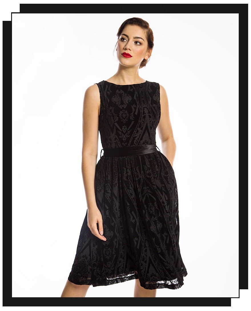 lindy bop devore audrey dress damask goth pinup spooky 2xl xxl uk18 nwt ...