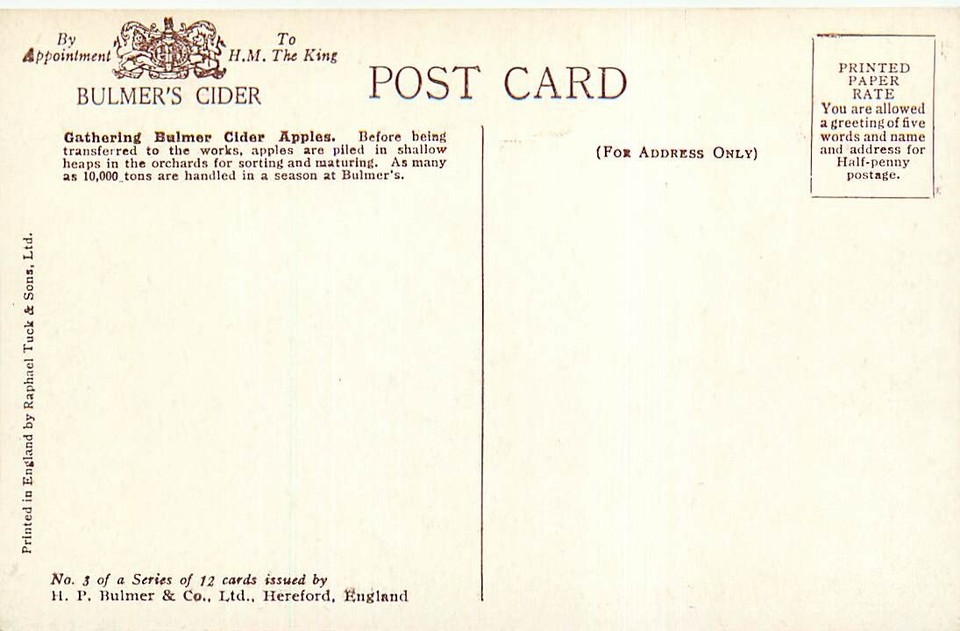 Tuck Postcard Bulmer's Cider Works, Hereford England - Sorting ...