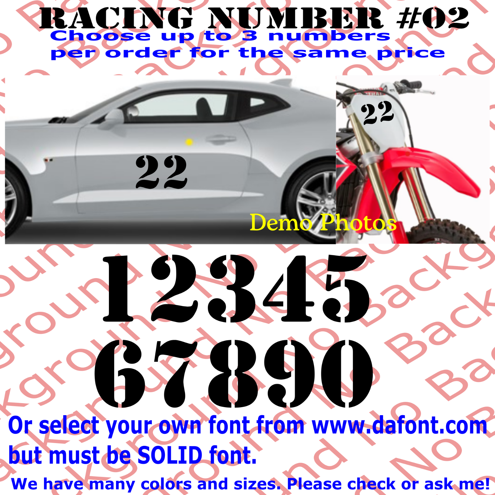 Custom Racing Number Vinyl Decal Sticker for Car Door Dirt Bike Plate ...