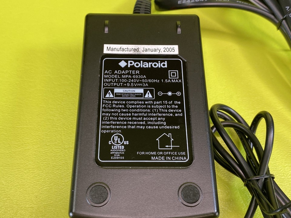 9.5V AC Power Adapter MPA-6930A Charger for Polaroid PDV-0713A Portable ...