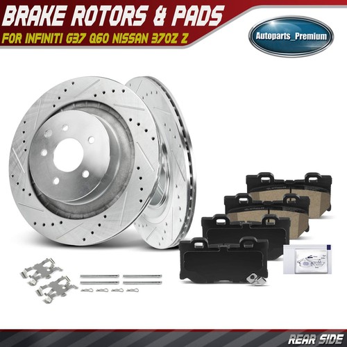 Rear Side Drilled Brake Rotors & Ceramic Pads for INFINITI G37 Q60 ...