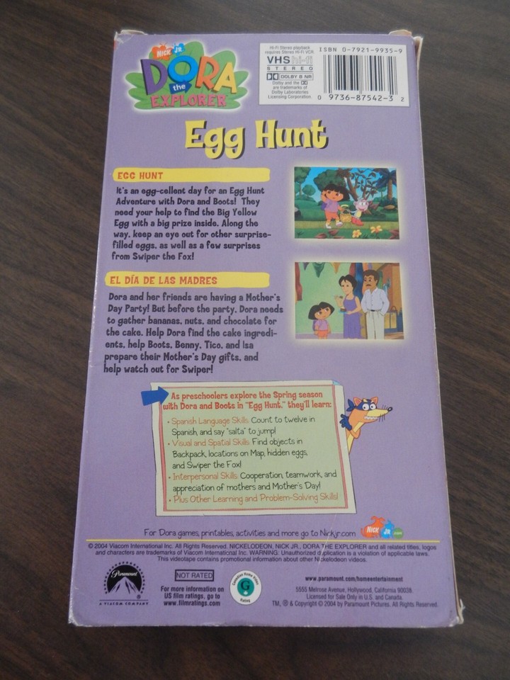 EGG HUNT DORA THE EXPLORER NICK JR. KIDS CARTOON TV VHS SPRING EASTER 2004 FUN | eBay