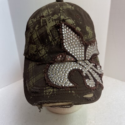 Leader LOGA Distressed Rhinestone Cross Womens Cap Hat Adjustable ...