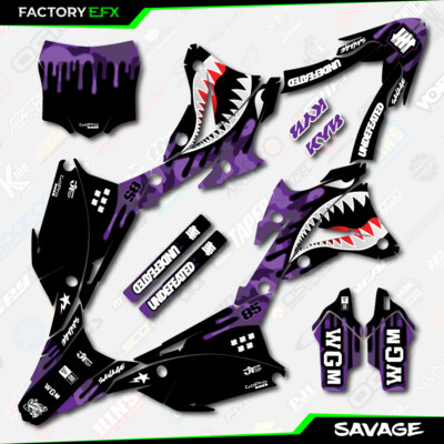 Purple Savage Camo Racing Graphics Kit fits 14-21 Kawasaki KX85 Kx 85 ...