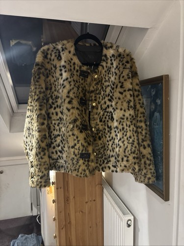 Zara Women's Leopard Print Faux Fur Jacket Size S | eBay UK