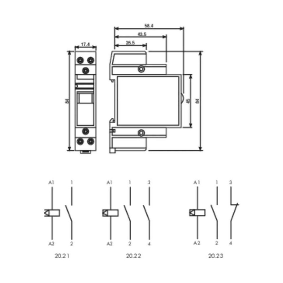 Finder 20.23 Pulse bistable relay 12V AC with 2 NO NC contacts 16A 250V ...