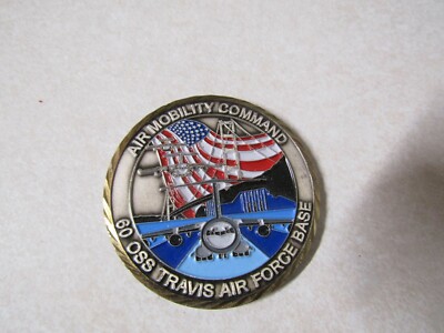 CHALLENGE COIN 60 OSS TRAVIS AIR FORCE BASE AIR MOBILITY COMMAND ...