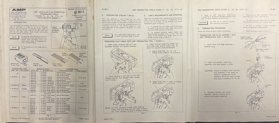 AMP Modular Plug Connector Terminating Tools w/die sets | eBay
