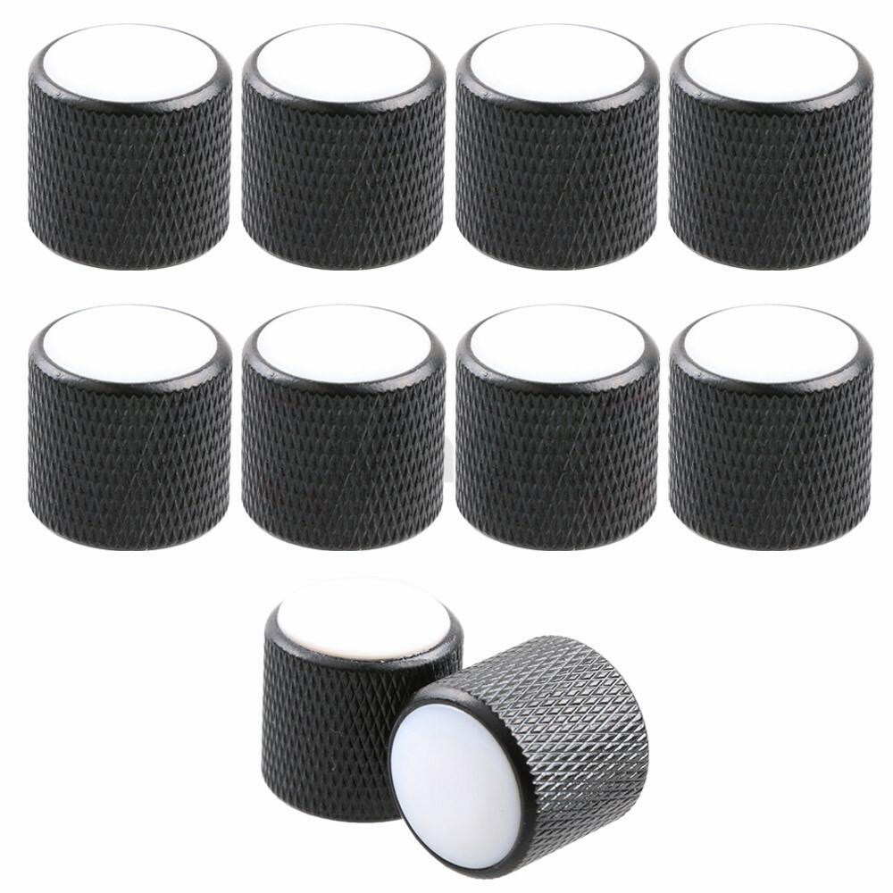 10x Guitar Bass Metal Control knob White Shell inlay volume tone knobs ...