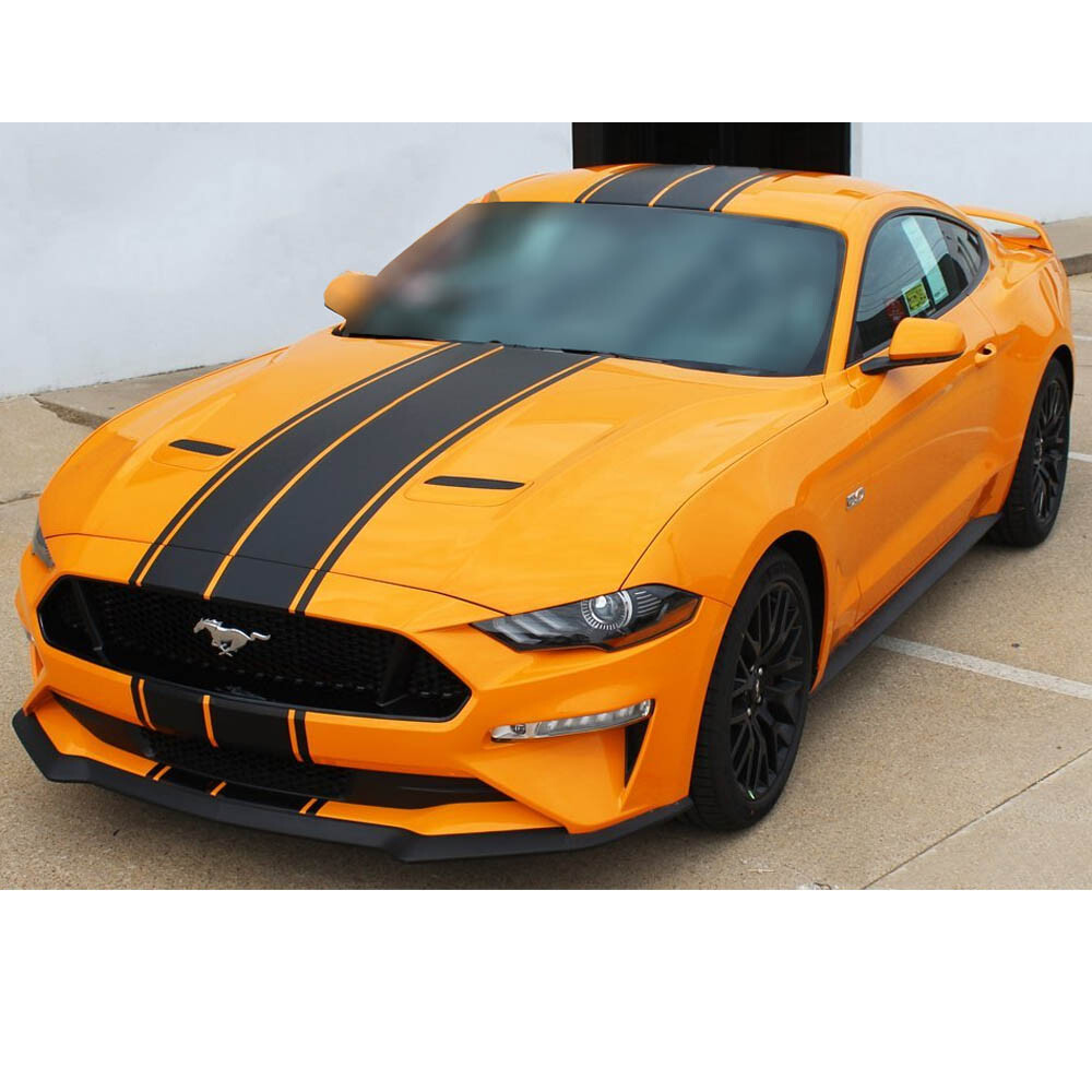 For Ford Mustang 78.7'' Black Hood Roof Rally Racing Stripe Decal Vinyl ...