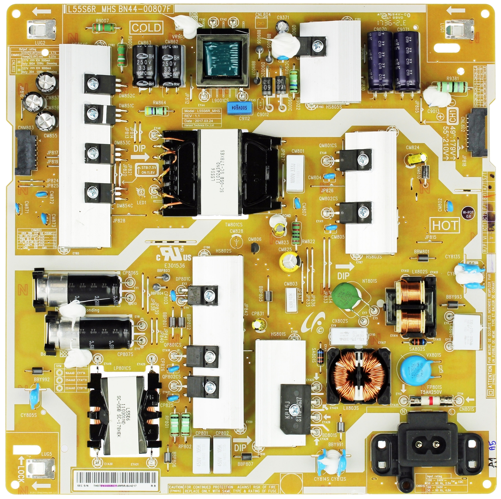 Samsung Un55mu6500f Power Supply Board Bn44-00807f Un55mu6500fxza for ...