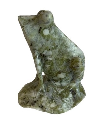 Carved Green Stone Frog Figurine – Natural Nephrite Jade Look –Vintage ...