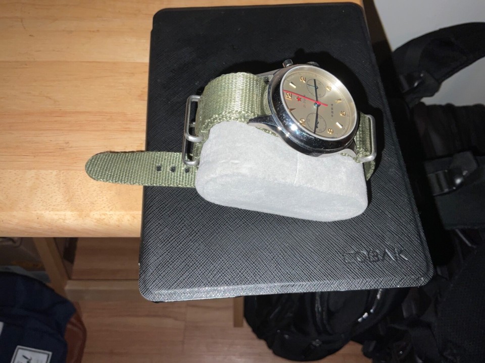 1963 Seagull Chronograph Watch with Sapphire Chrystal Tan Nato Strap ...