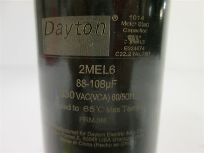 1/4" Male Quick-Connect Round 88-108 Microfarad Motor Start Capacitor ...