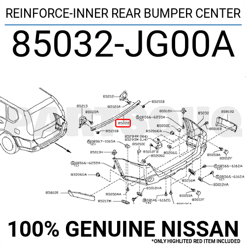 85032JG00A Genuine Nissan REINFORCE-INNER REAR BUMPER CENTER 85032 ...