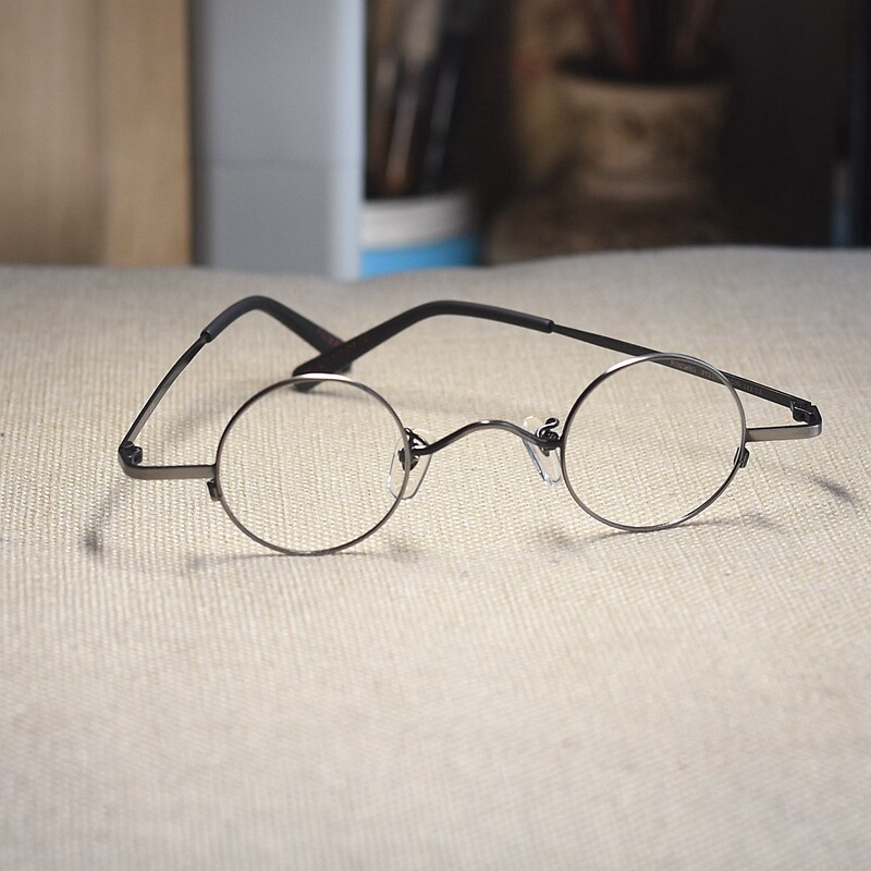 Round John Lennon Eyeglasses Retro Mens Gray high metal Clear lens ...