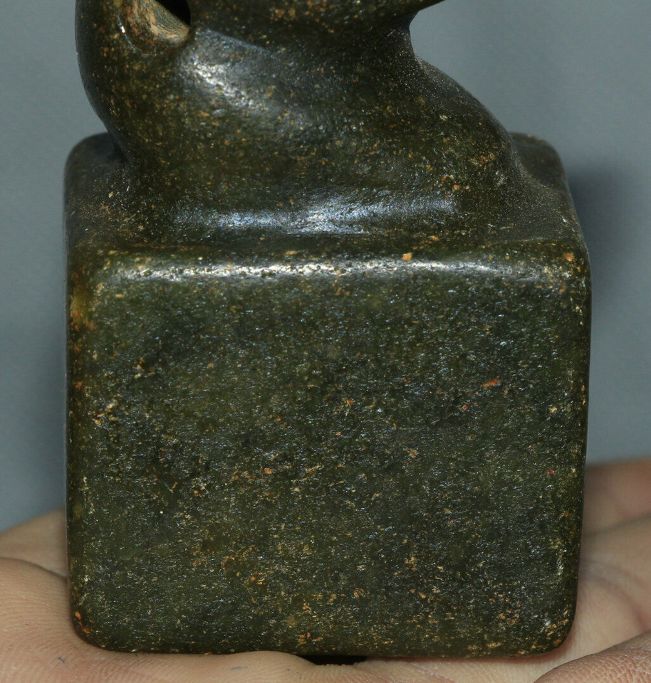 Chinese Old Natural Green Jade 12 Zodiac Year Animal Snake Head Seal ...