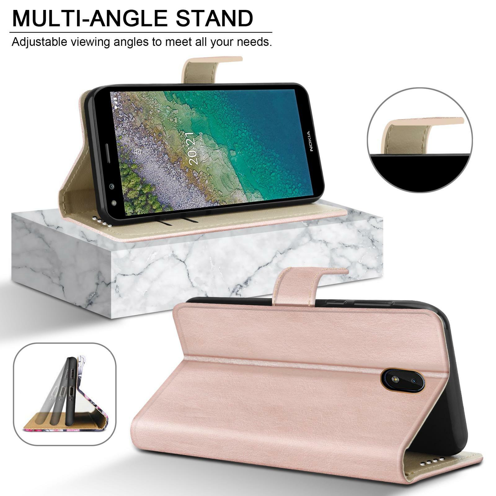 For Nokia C01 Plus Case, Slim Leather Wallet Magnetic Flip Stand Phone ...