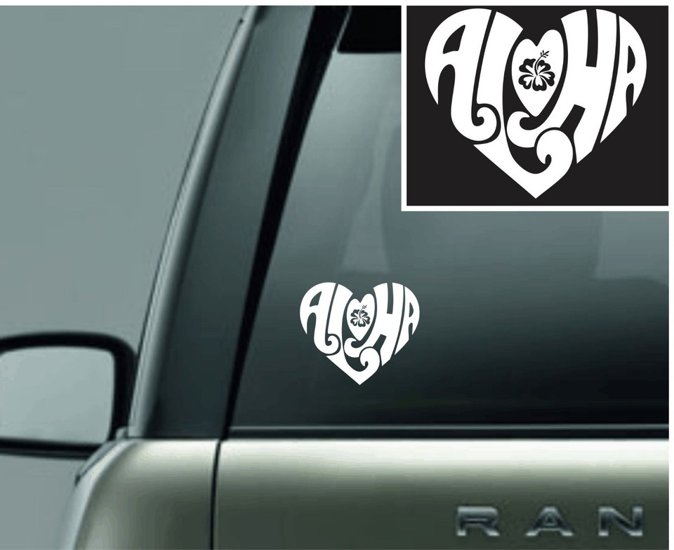 Aloha Heart Vinyl Decal Sticker Car, SUV, Bumper, Window, Phone, Tablet ...