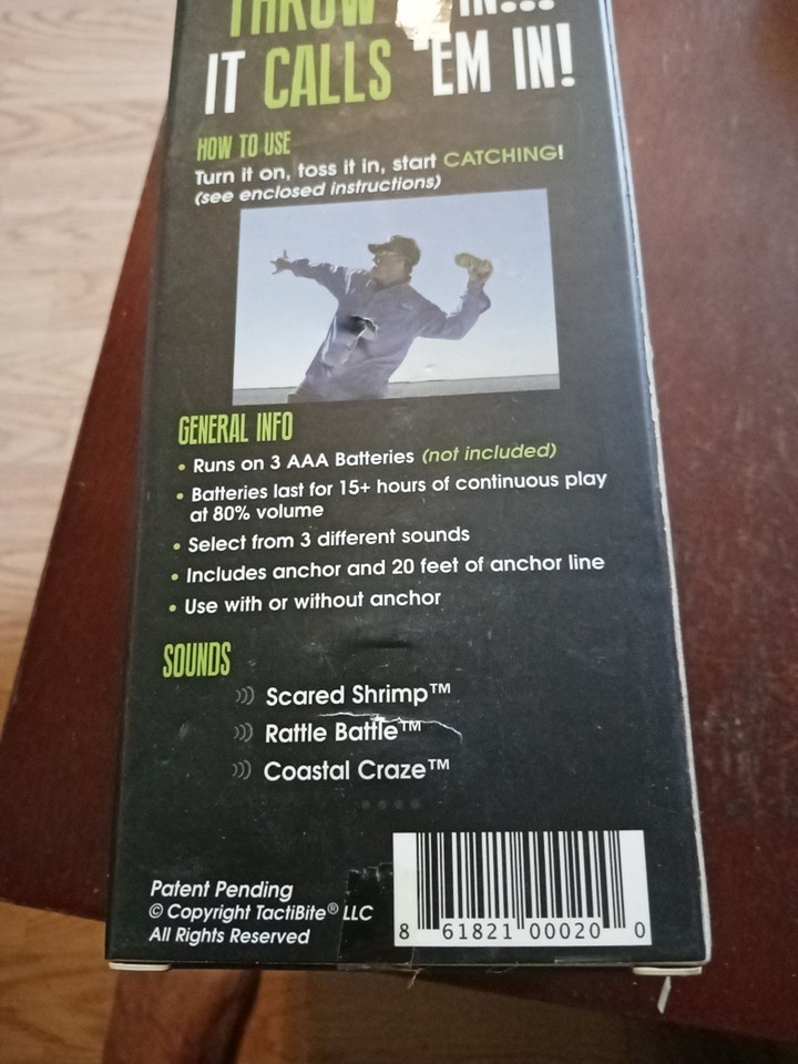 NEW In Box Tactibite Fish Call Floating Throwable Electronic Fish ...