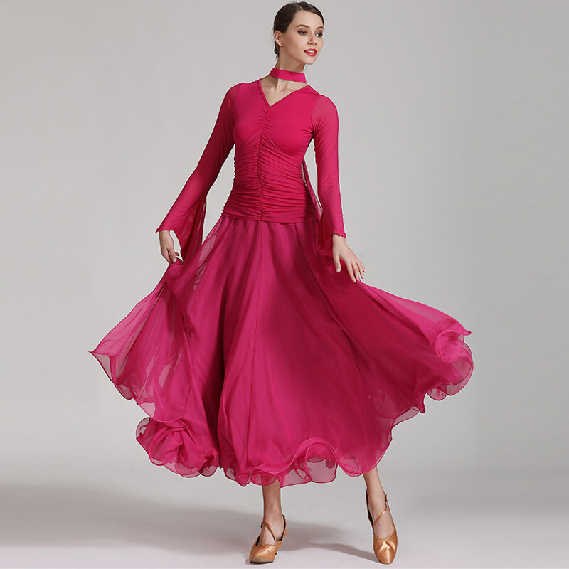 Latin Ballroom Dance Dress Modern Salsa Waltz Standard Long Dress#C084 ...