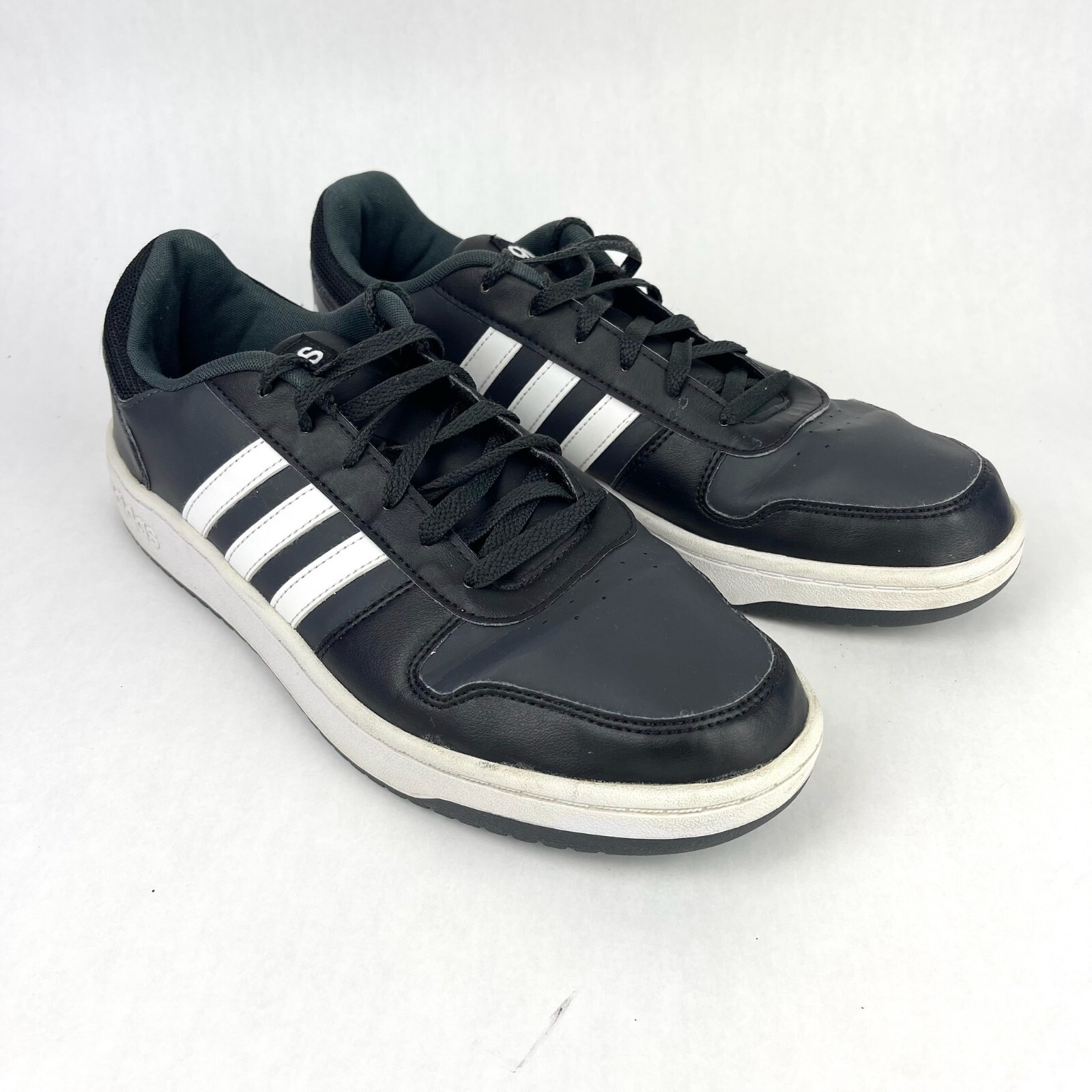 Adidas Hoops 2.0 B44699 Mens Black Leather Shoes Snea… - Gem