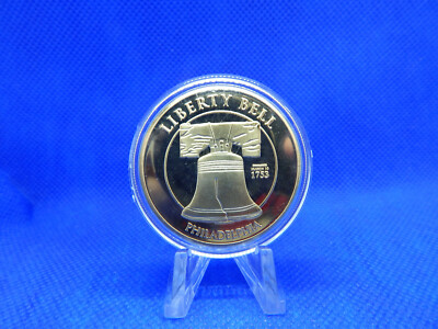 THE LIBERTY BELL PHILADELPHIA PA~INDEPENDENCE HALL~1.50" GOLD PLT ...