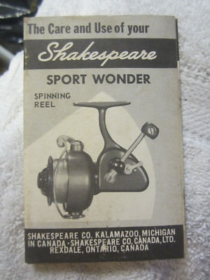 1 Shakespeare SPORT WONDER fishing spinning reel ,rare instructions,VTG ...
