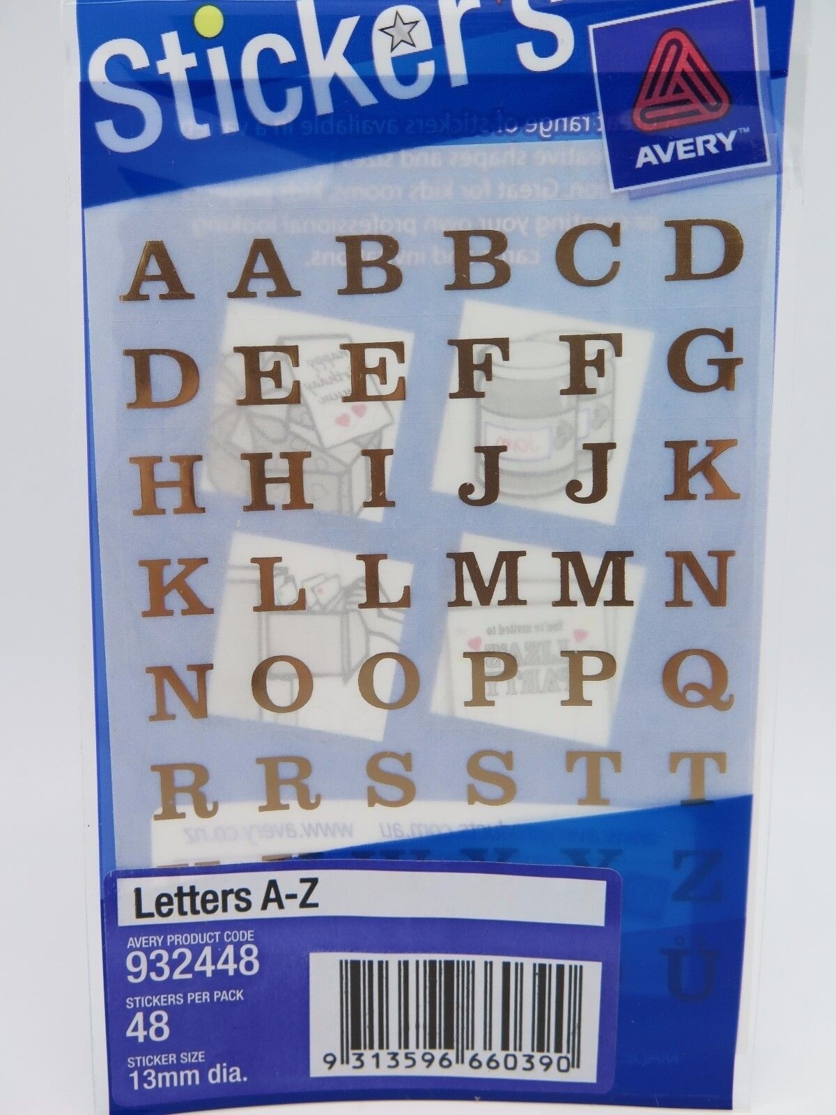 10 x Avery Gold Lettering Multi-Purpose Stickers Rectangle (10 x48 Pack ...
