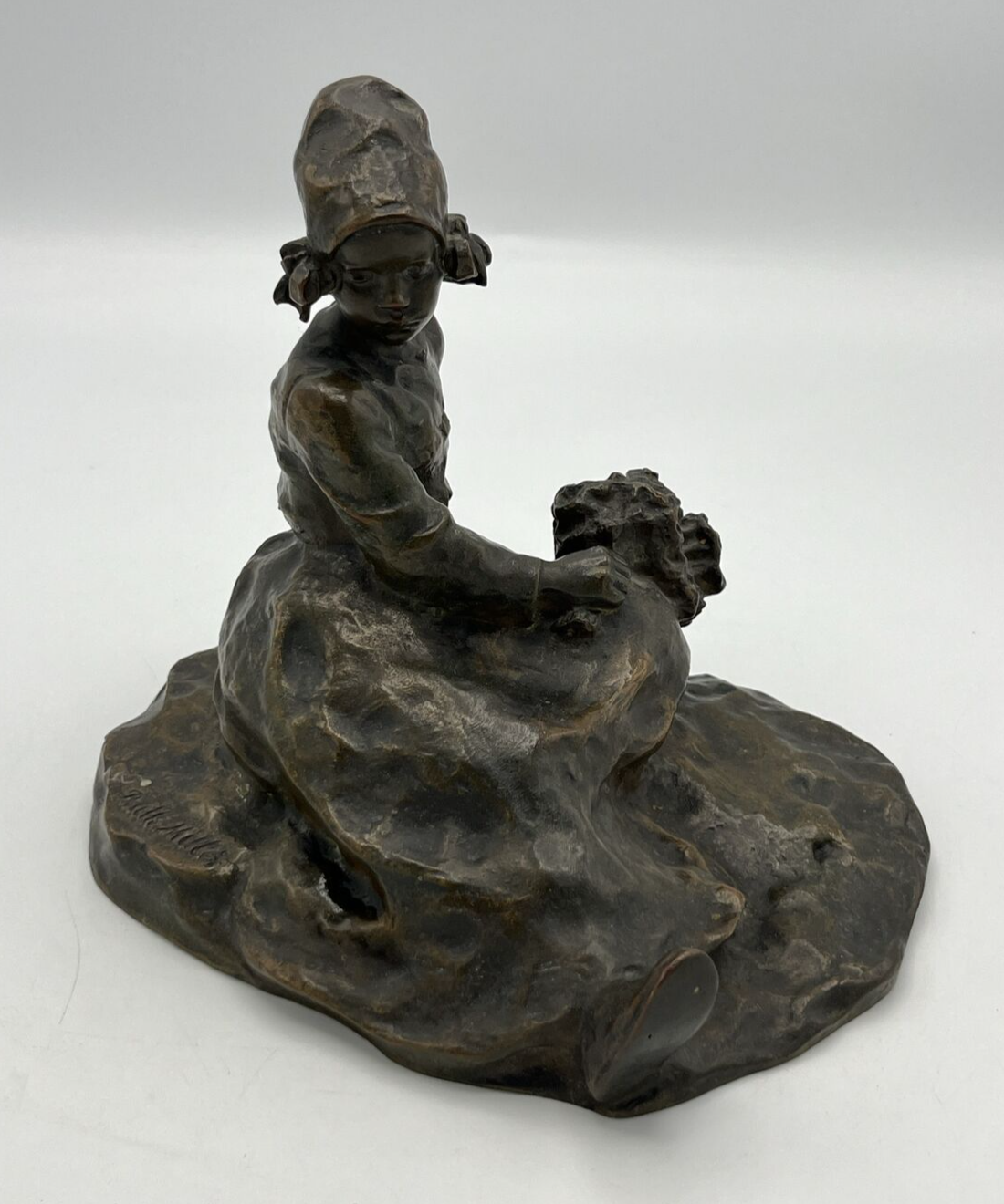 Bronze Girl with Bouquet of Flowers Signed Ruth Milles | eBay