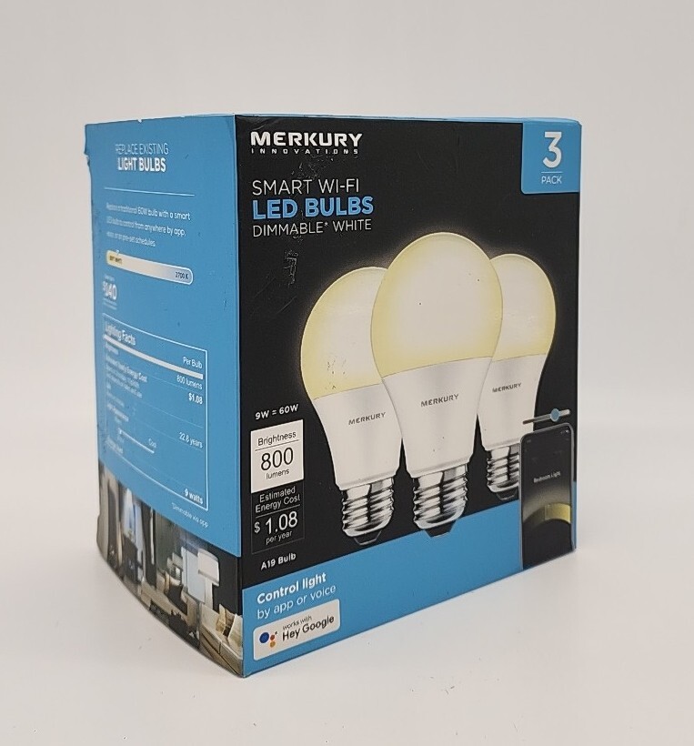 Merkury Innovations Smart Wifi App Controlled Led Light Bulbs (3 Pack ...
